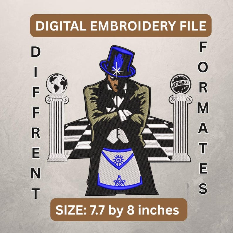 Masonic Embroidery File, Square and Compasses Digital Design, Freemason ...