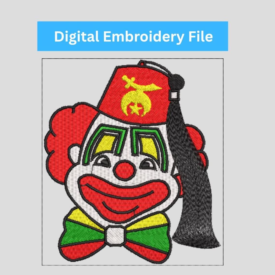 Shriner Joker Embroidery Design: Funny Fez Clown (digital Download) (3. ...