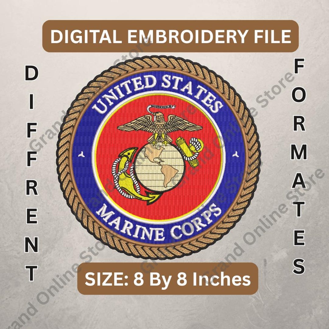 United States Marine Corps Embroidery Design USMC Seal Patch Digital ...
