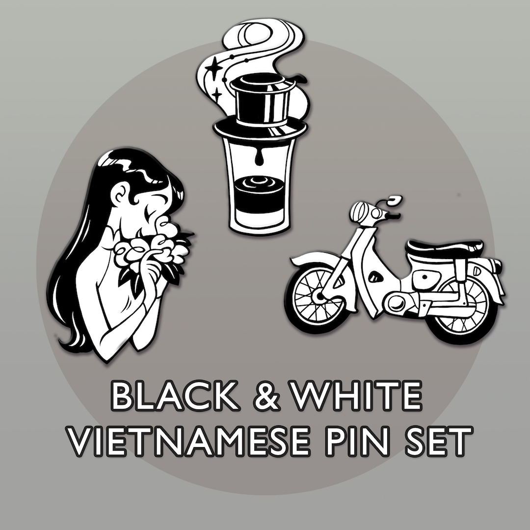 Black & White Vietnamese Enamel Pin - Etsy