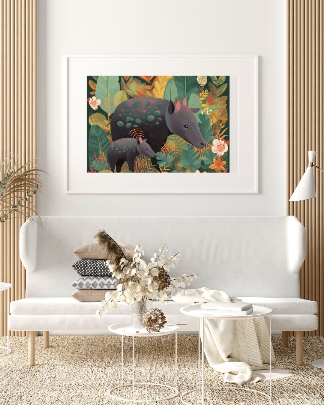 Tapir Wall Art, Tapir Mom, and Baby Wall Art, Tapir Heartwarming Mother ...