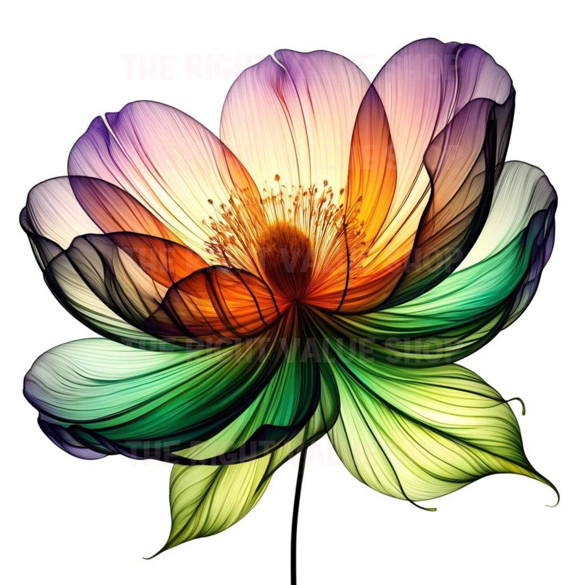 21 Abstract Flowers Clipart, Unique Color Palette's, Printable ...