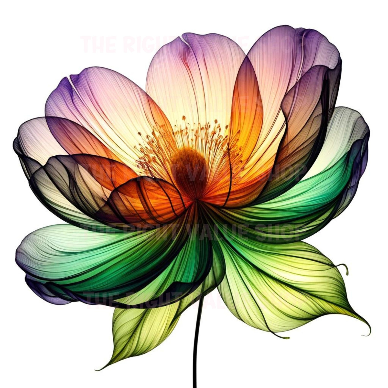 21 Abstract Flowers Clipart, Unique Color Palette's, Printable ...