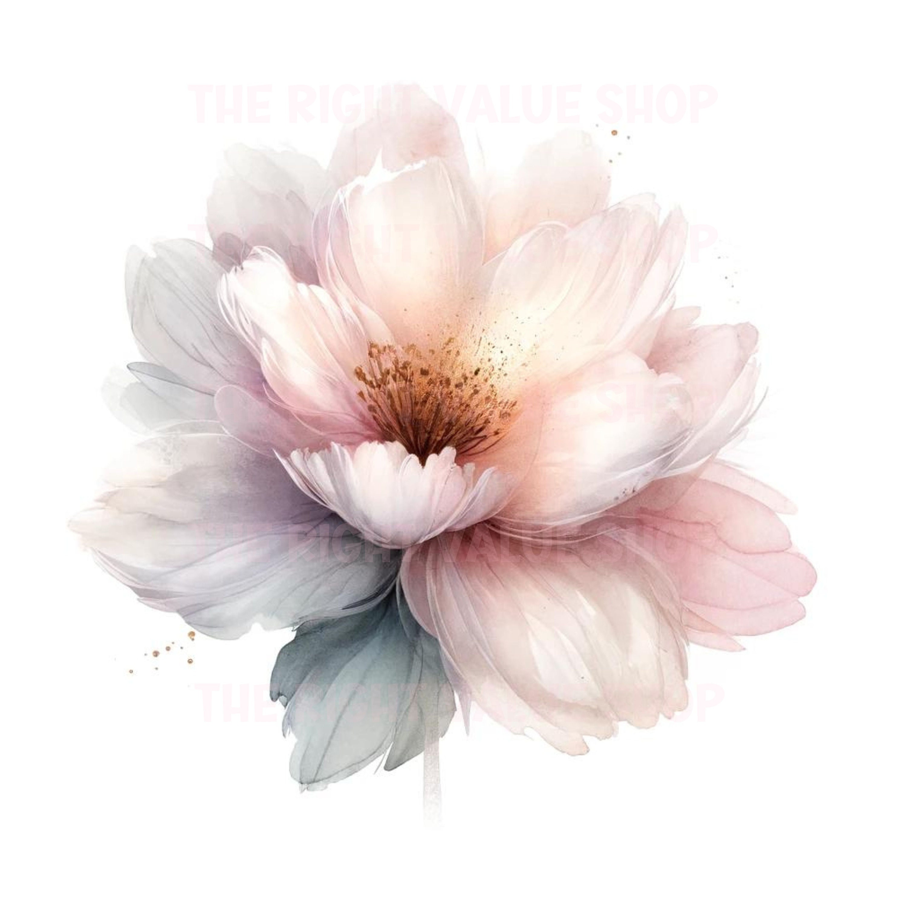 12 Abstract Floral Cliparts, Pink and Gold Flowers, Printable ...