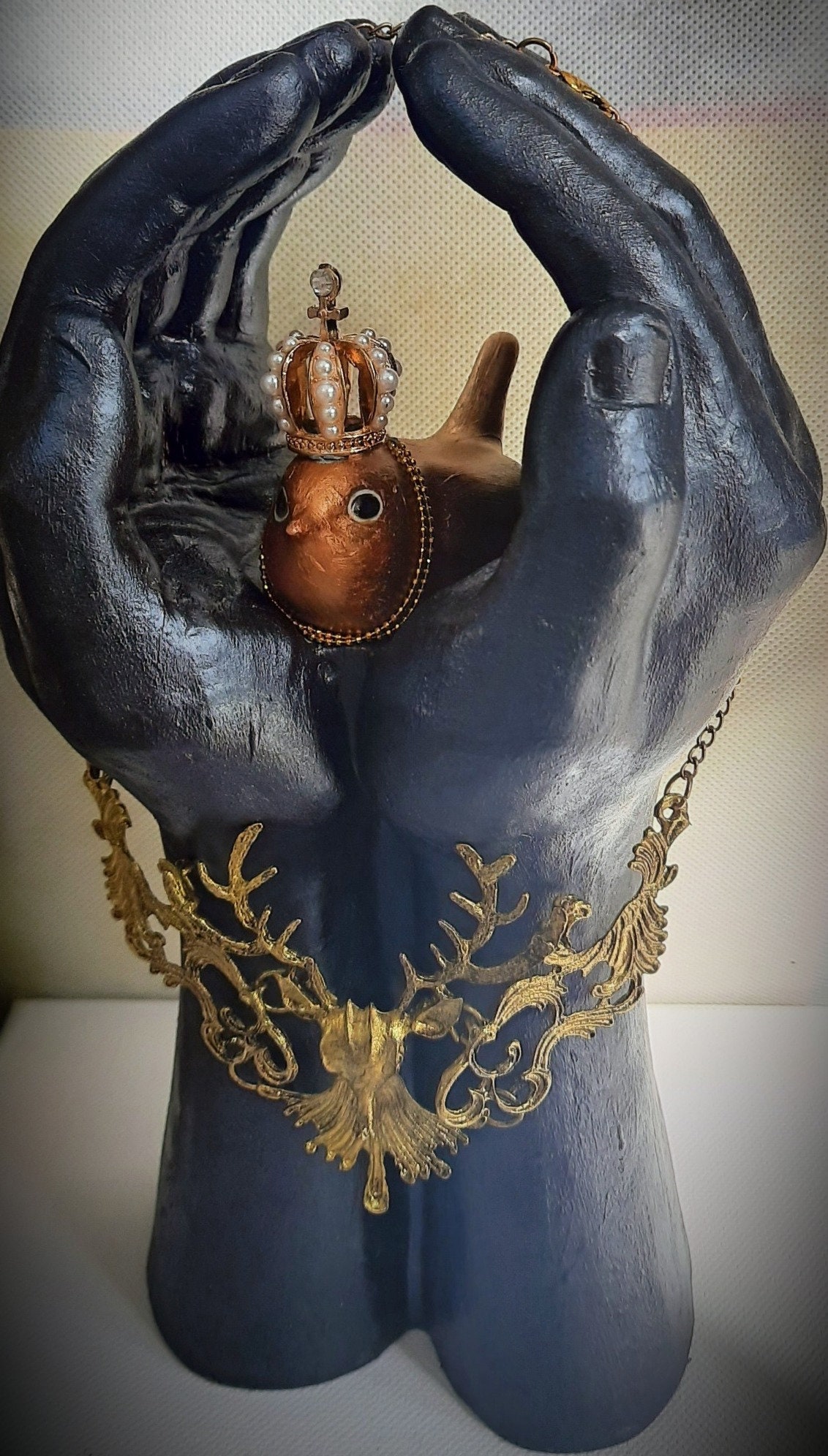 Striking Black Sculptured Ceramic Hands Ornament Cupping - Etsy