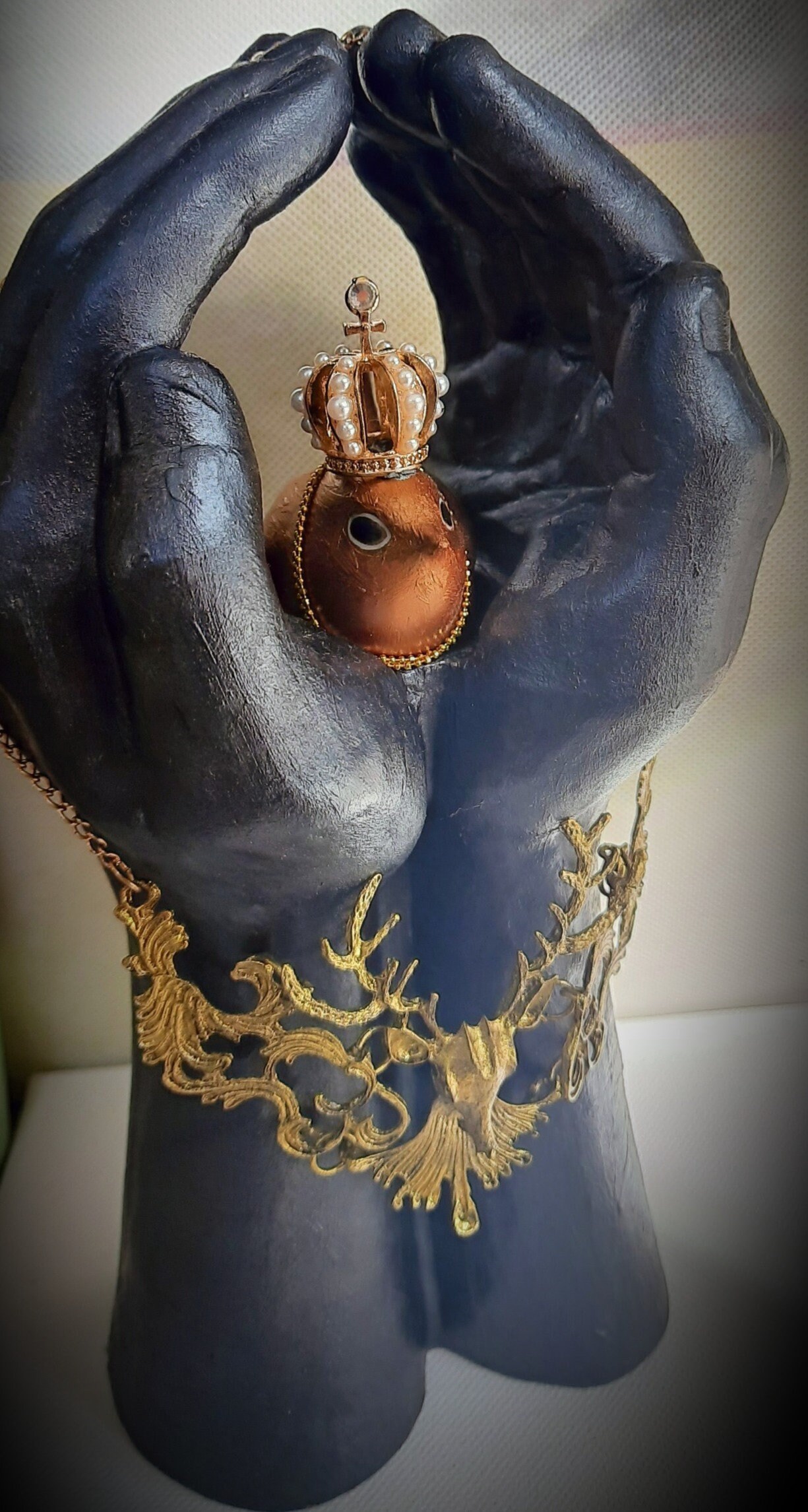 Striking Black Sculptured Ceramic Hands Ornament Cupping - Etsy