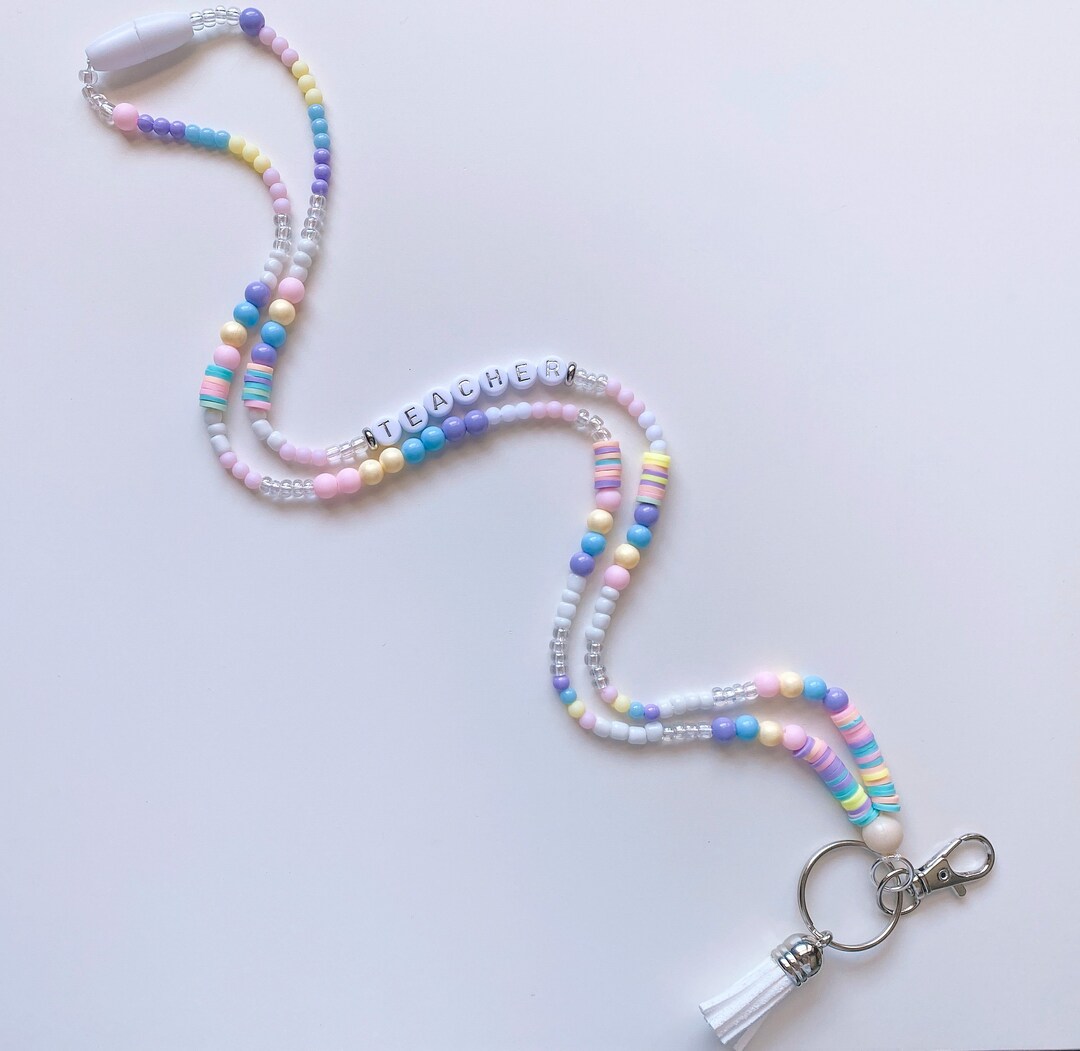 Spring Lanyard, Teacher Lanyard, Teacher Beaded Lanyard, Customized ...