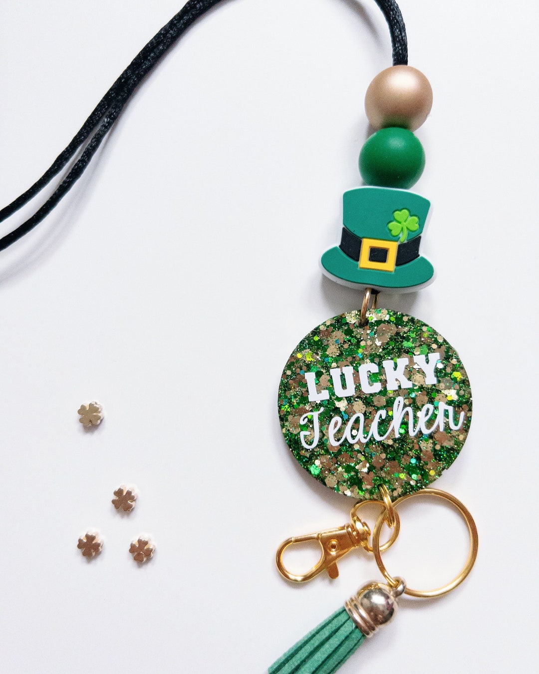 St Patrick's Day Lanyard, Teacher Lanyard, Lucky Teacher, Shamrock ...