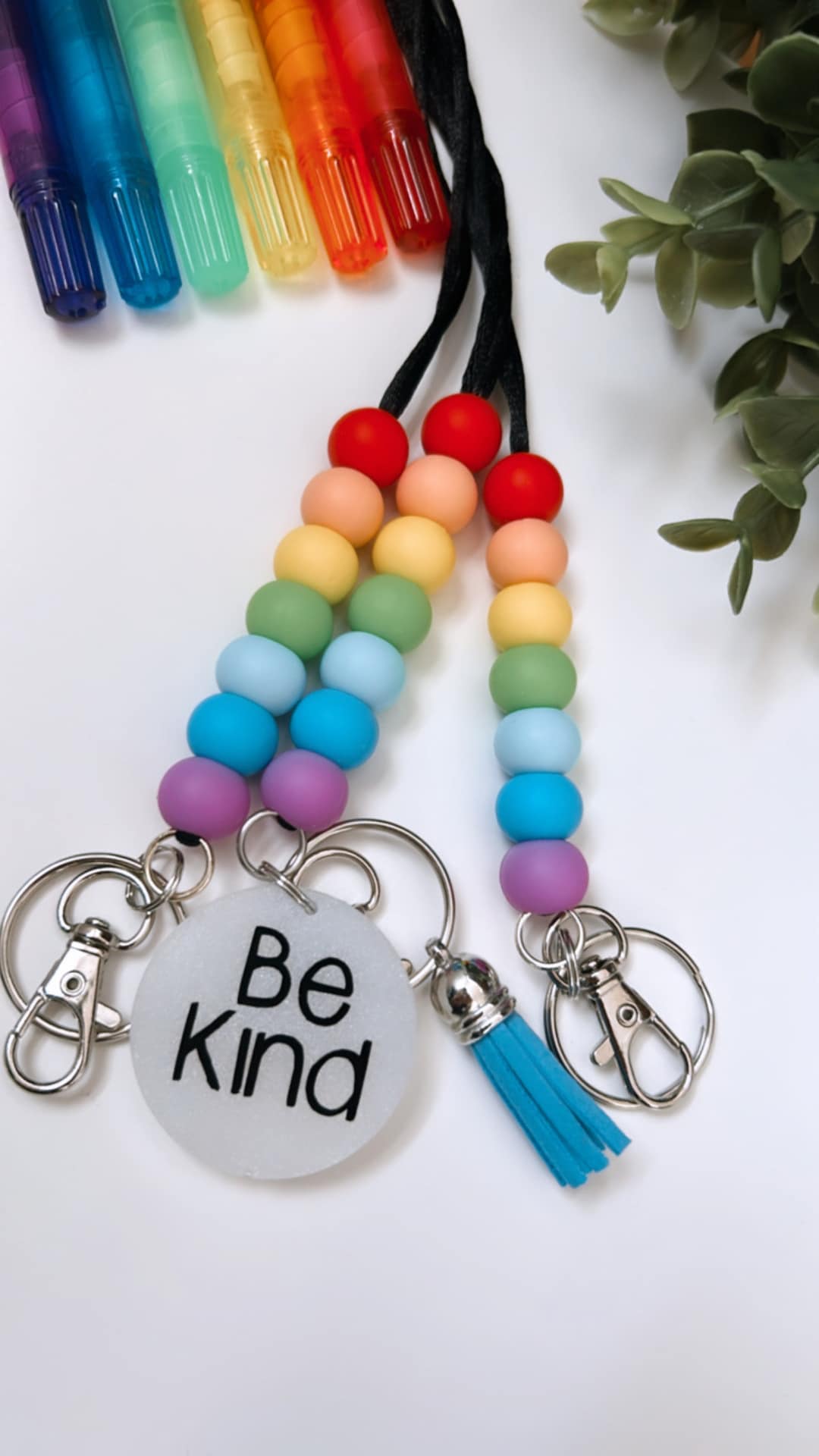 Rainbow Lanyard, Colorful Lanyard, Teacher Lanyard, Bead Lanyard ...