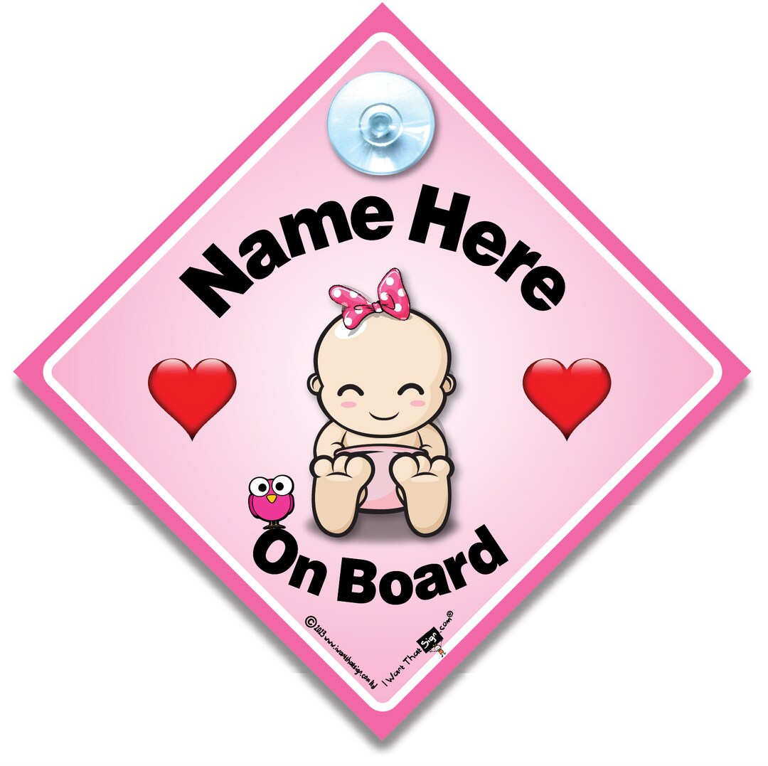 PERSONALISED Baby on Board Sign Pink, CUSTOM Baby on Board Sign, CUSTOM ...