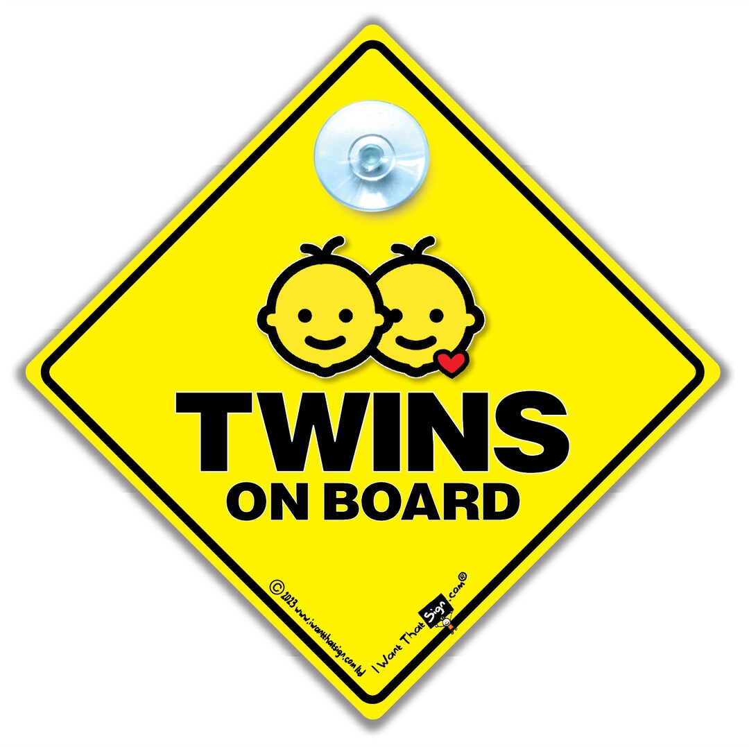 Twins on Board Car Sign: High Visibility Suction Cup - Etsy
