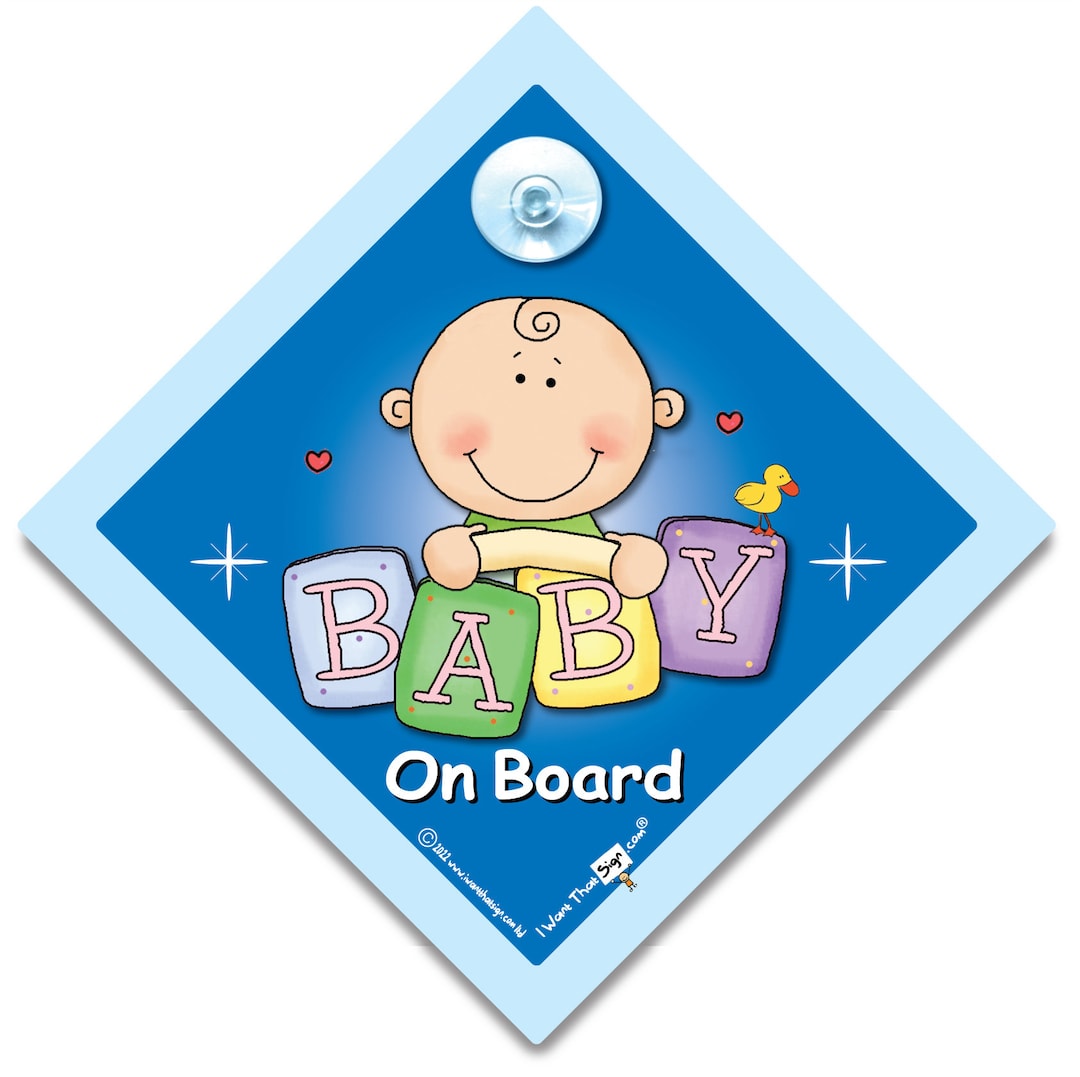Baby on Board Car Sign, Baby Boy on Board Sign, Grandson on Board, High ...