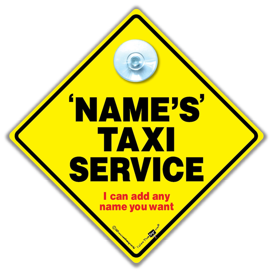 Personalized Taxi Car Sign: Custom Name Cab Sign - Etsy