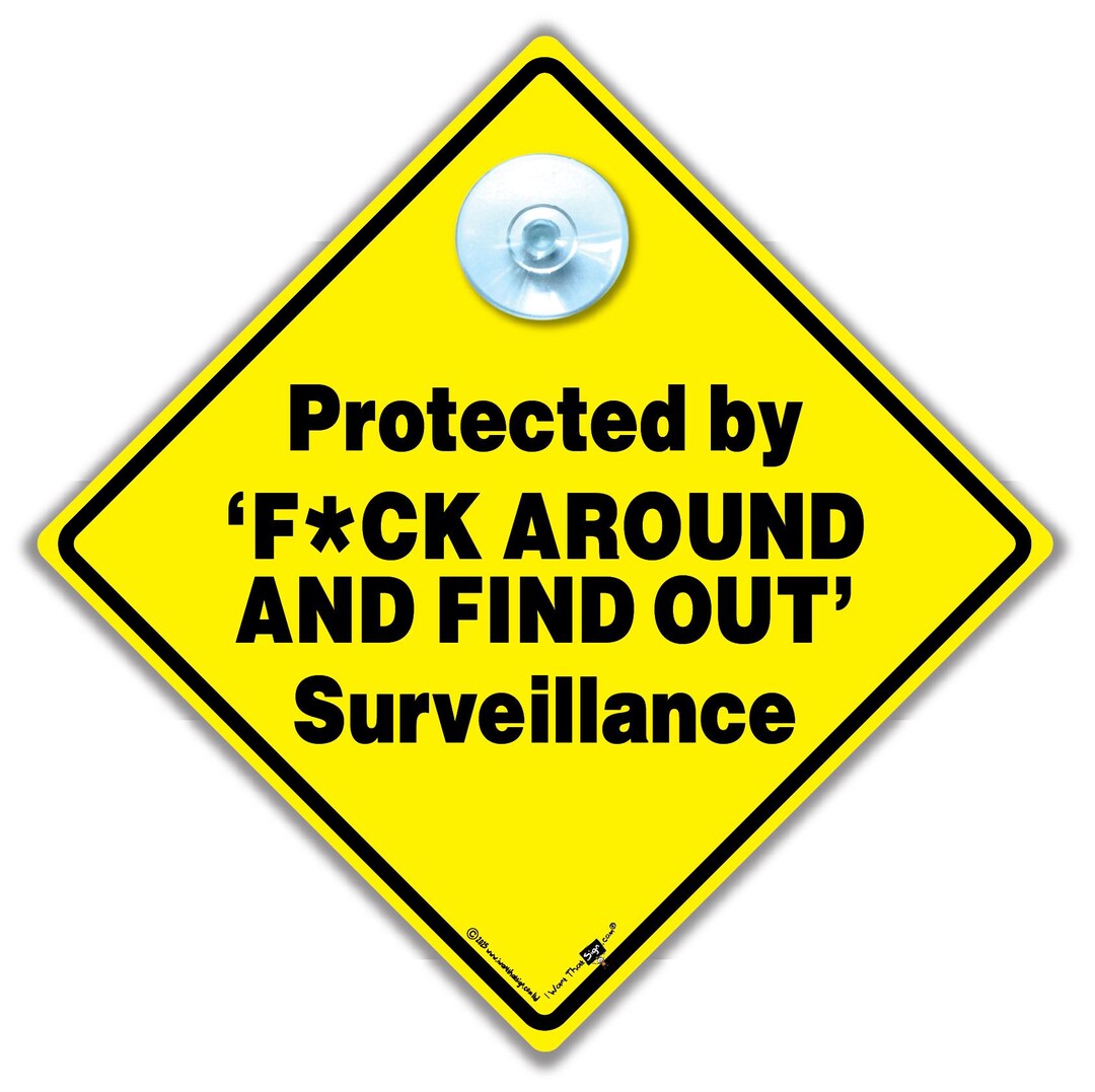Protected by F*ck Around and Find Out Surveillance Sign, Rude Joke ...