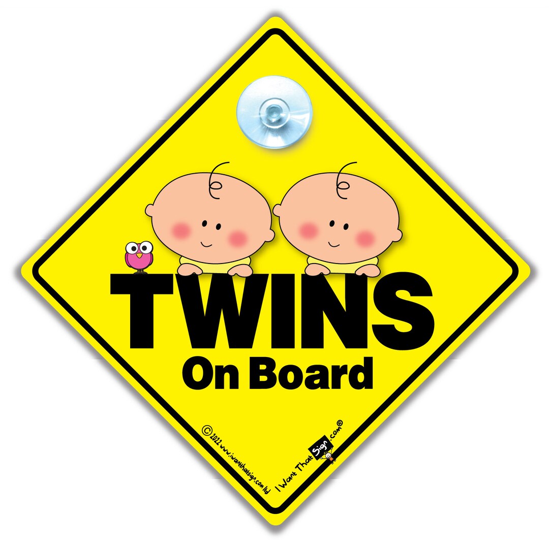 Twins on Board Sign, Twins Baby Boys on Board Car Sign, High Visibility ...