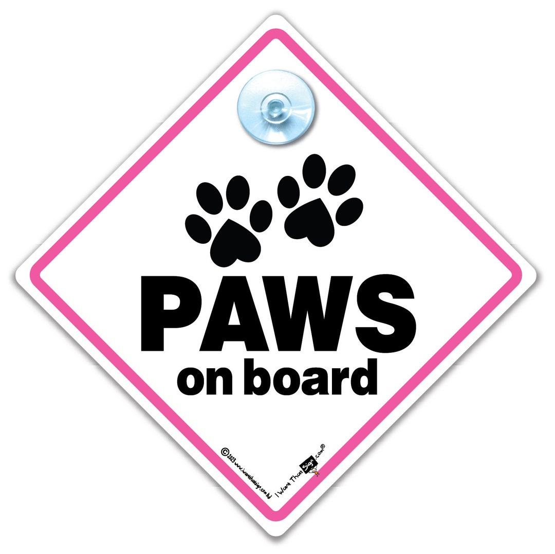 Paws on Board Sign Pink, Fur Baby Sign, Dog on Board Sign, High ...