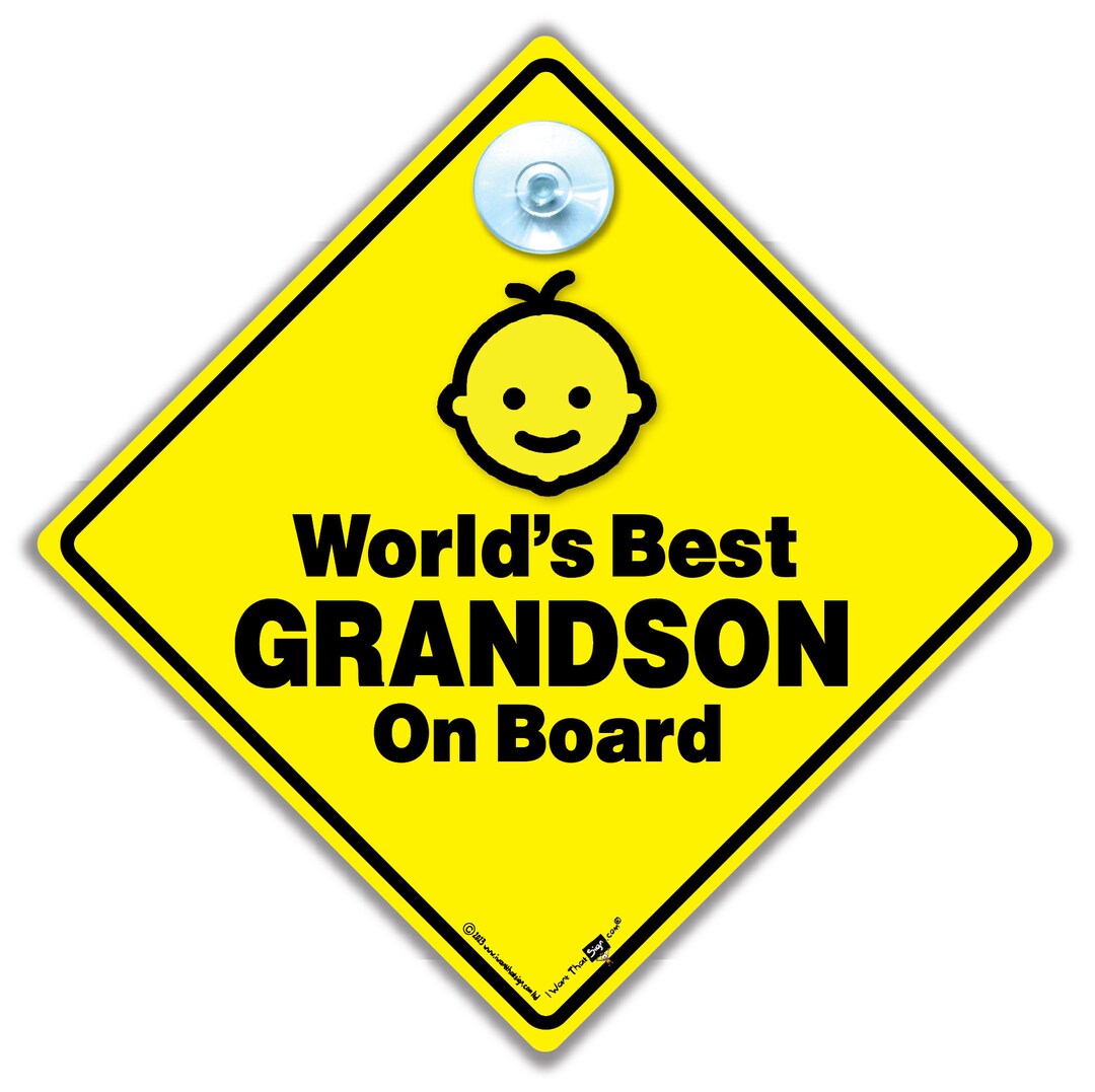 World's Best Grandson on Board Car Sign, Grandchild Baby on Board Sign ...