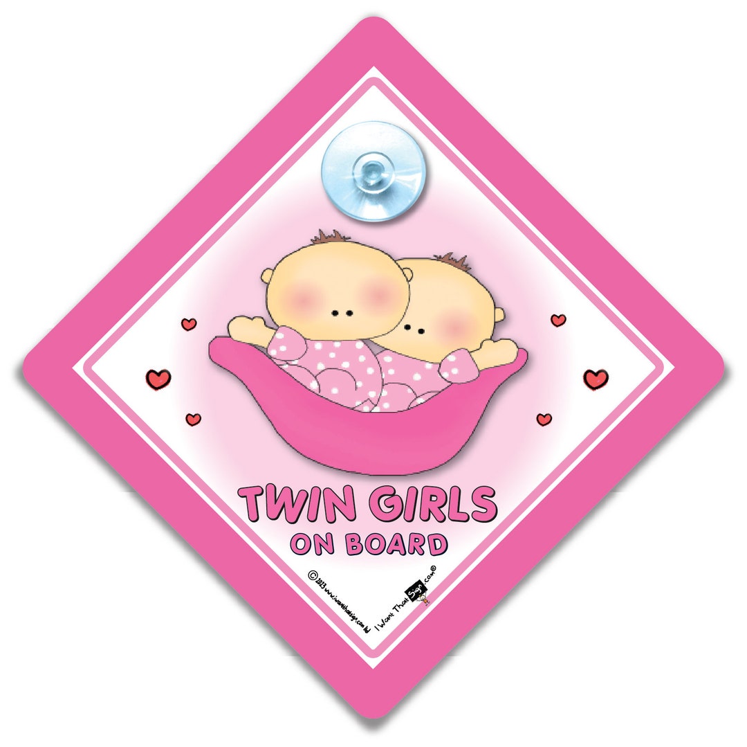 Twins on Board Sign, Twins Baby on Board Sign, High Visibility Suction ...