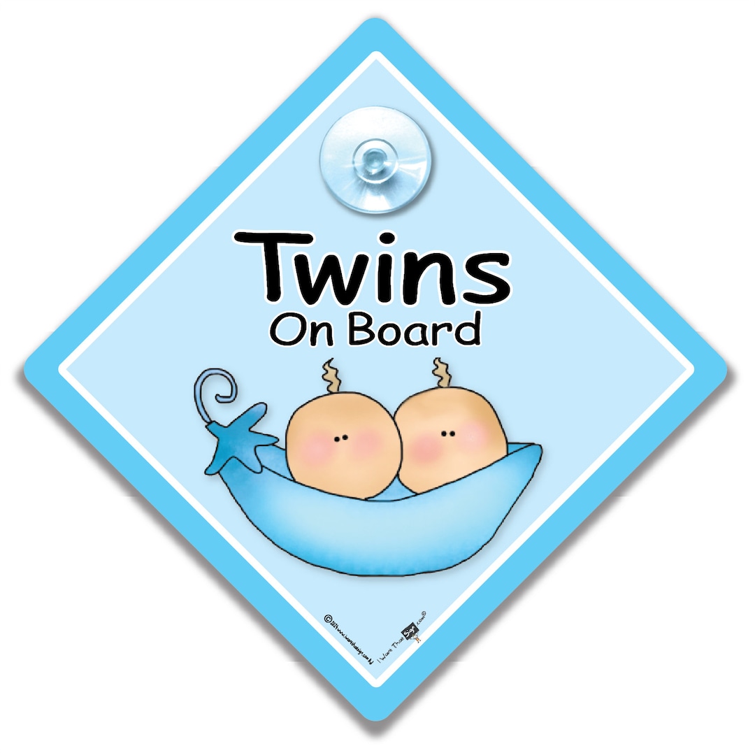 Twins on Board Sign, Blue Peapod Twins Car Sign, Baby on Board Sign ...