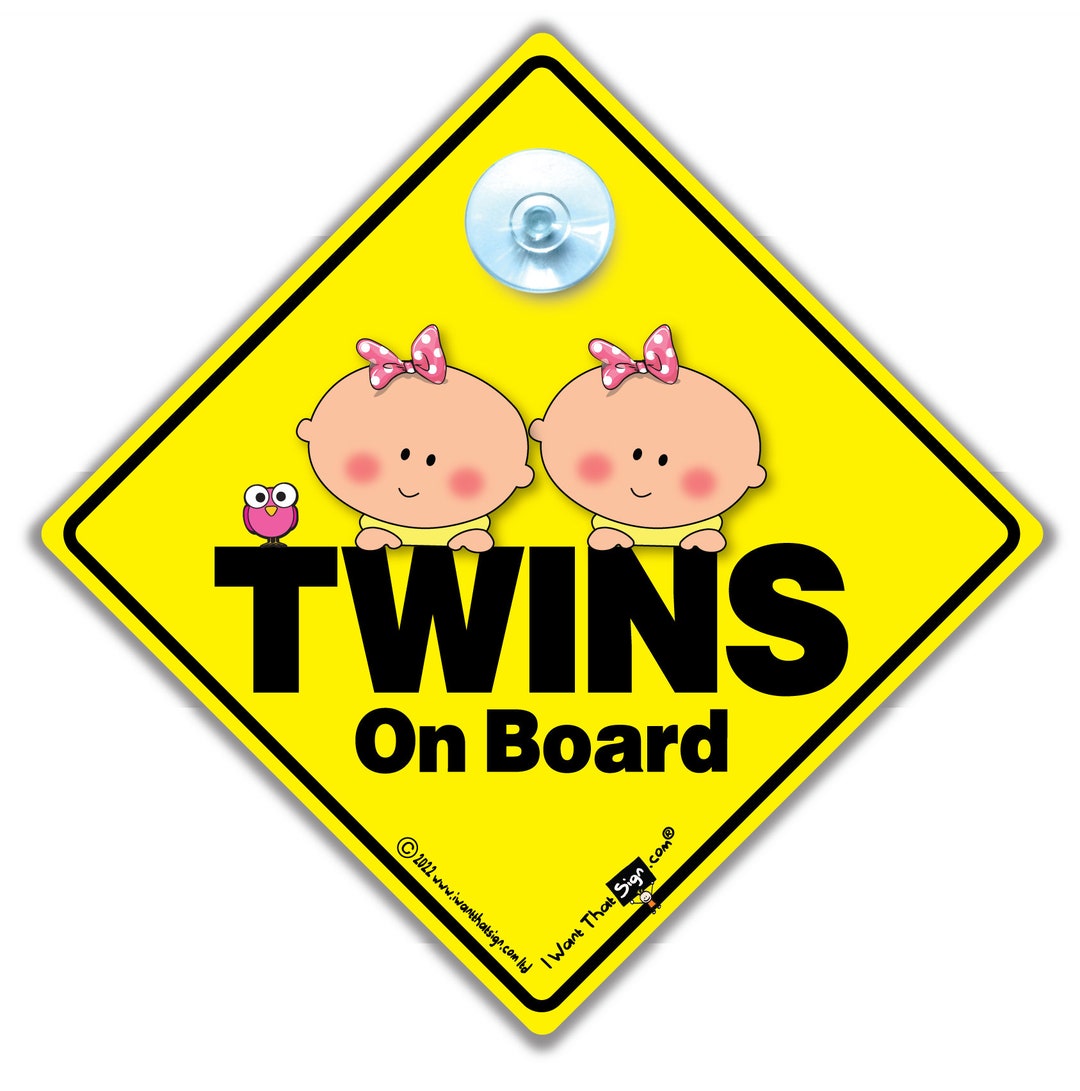 Twins on Board Sign, Twins Baby Girls on Board Car Sign, High ...