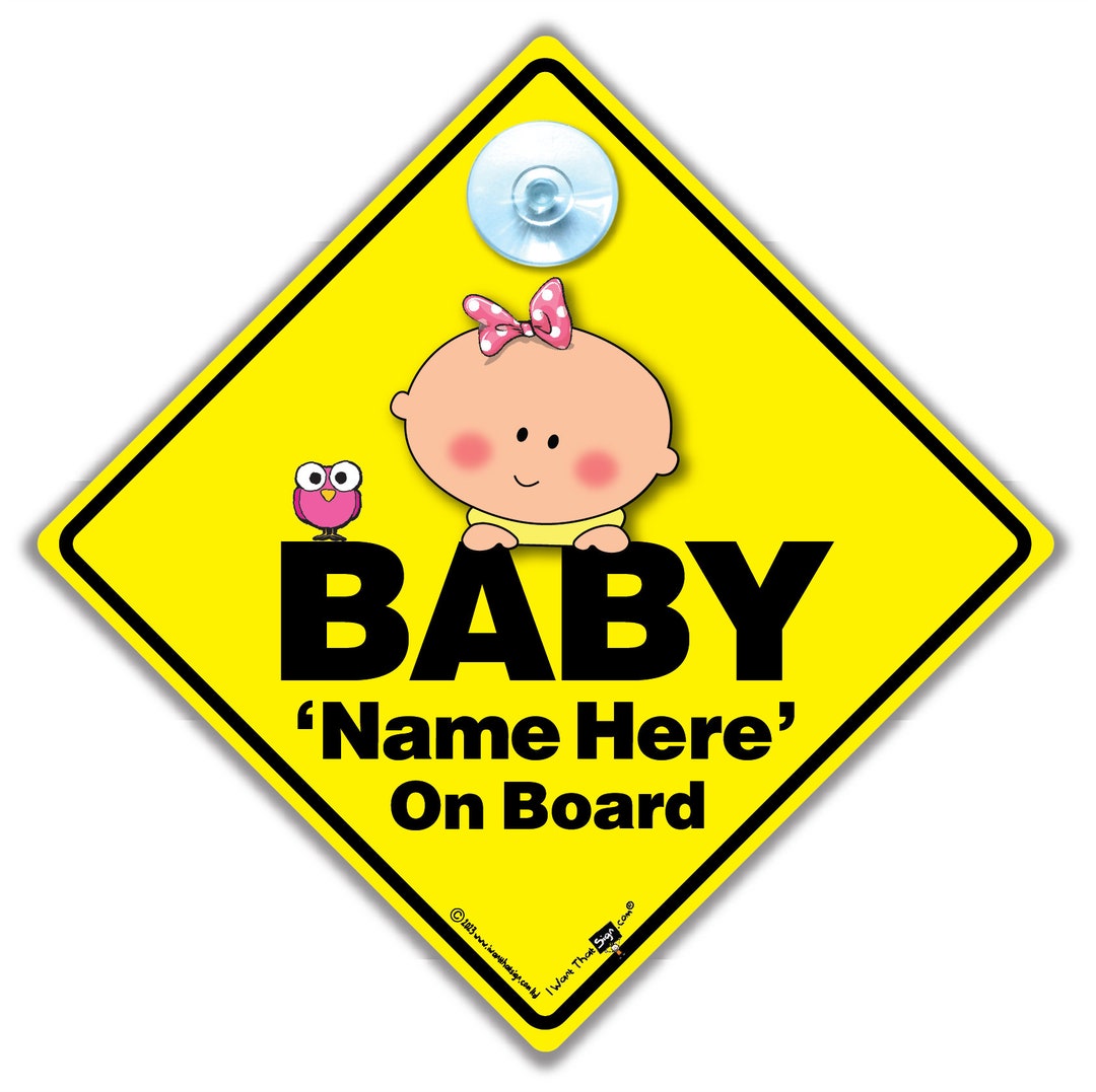 Personalised Baby on Board Sign With Peeping Baby. Add Any Name to ...
