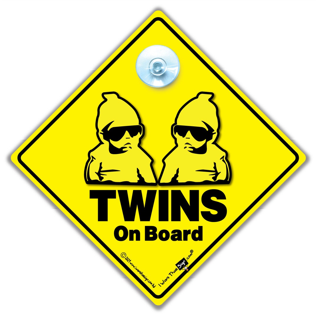 Twins on Board Car Sign: High Visibility Suction Cup - Etsy