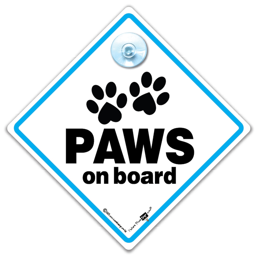 Paws on Board Sign Blue, Fur Baby Sign, Dog on Board Sign, High ...