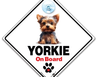 Yorkshire Terrier on Board Car Window Sticker Yorkie Sign Decal V03 ...