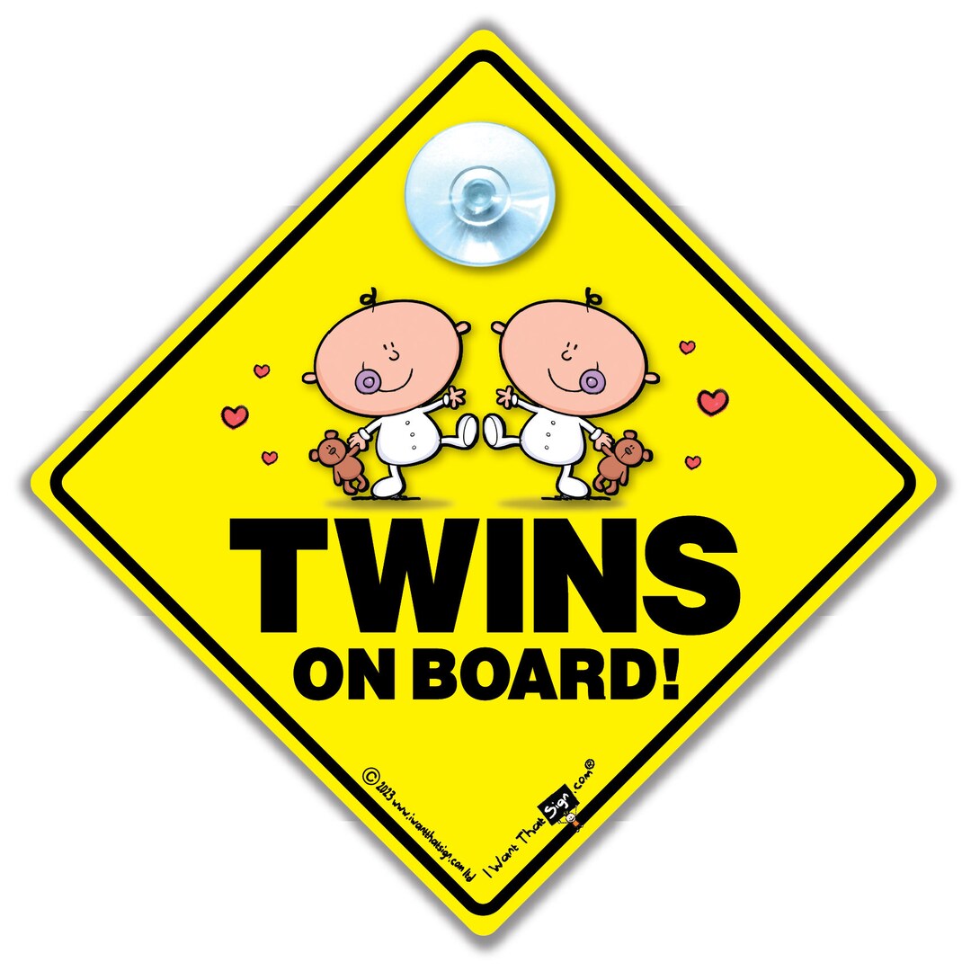 Twins on Board Sign, Twins Baby on Board Car Sign, High Visibility ...
