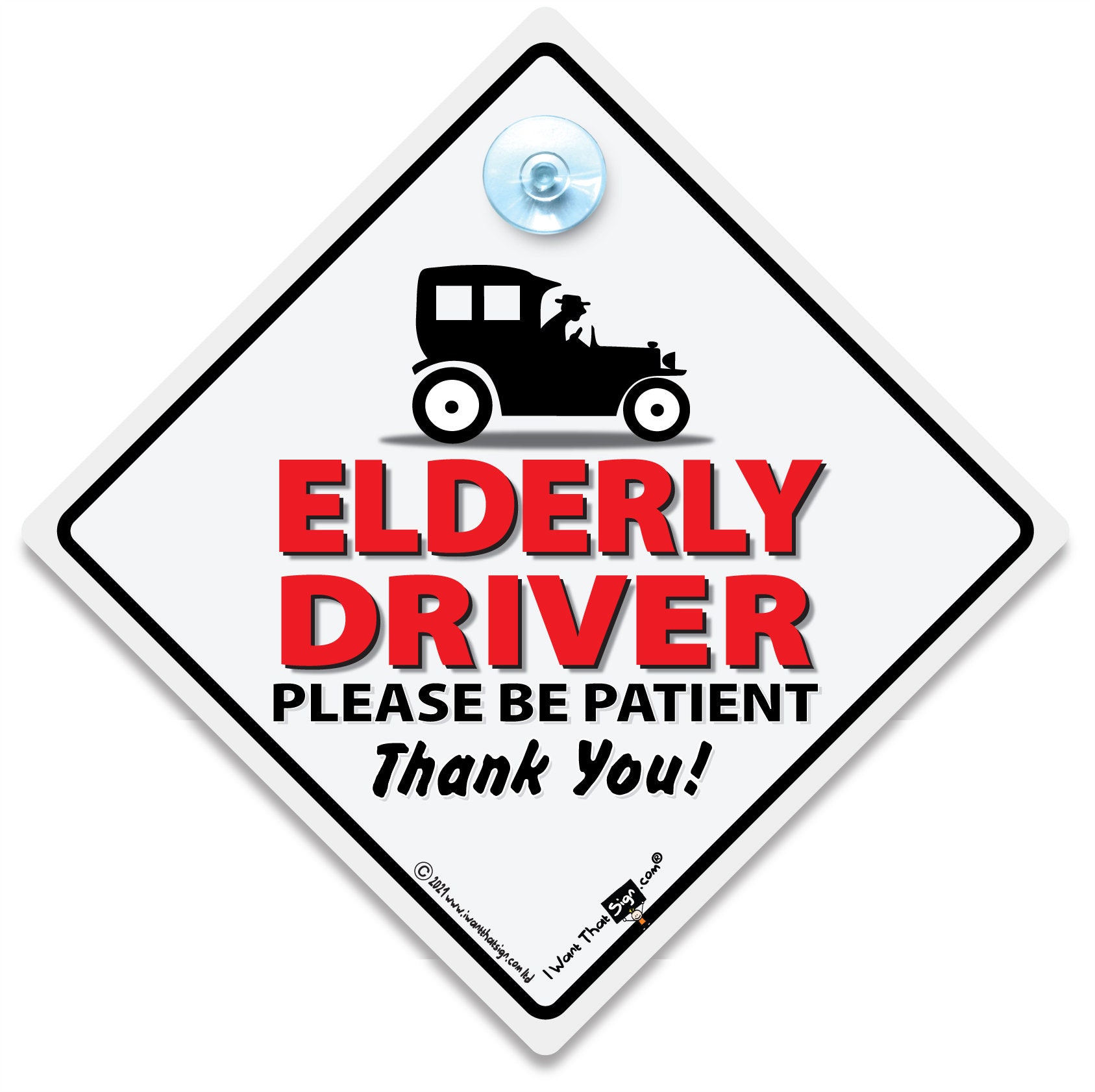 Elderly Driver Please Be Patient Car Sign, Elderly Driver Sign With ...