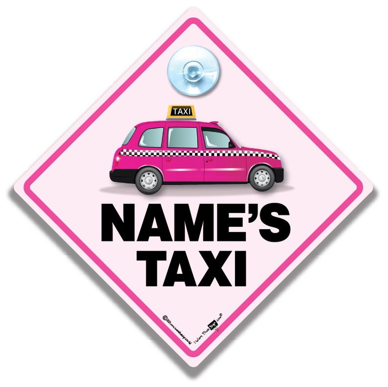 Personalized Pink Taxi Sign: Custom London Black Cab Decor (14cm) - Etsy