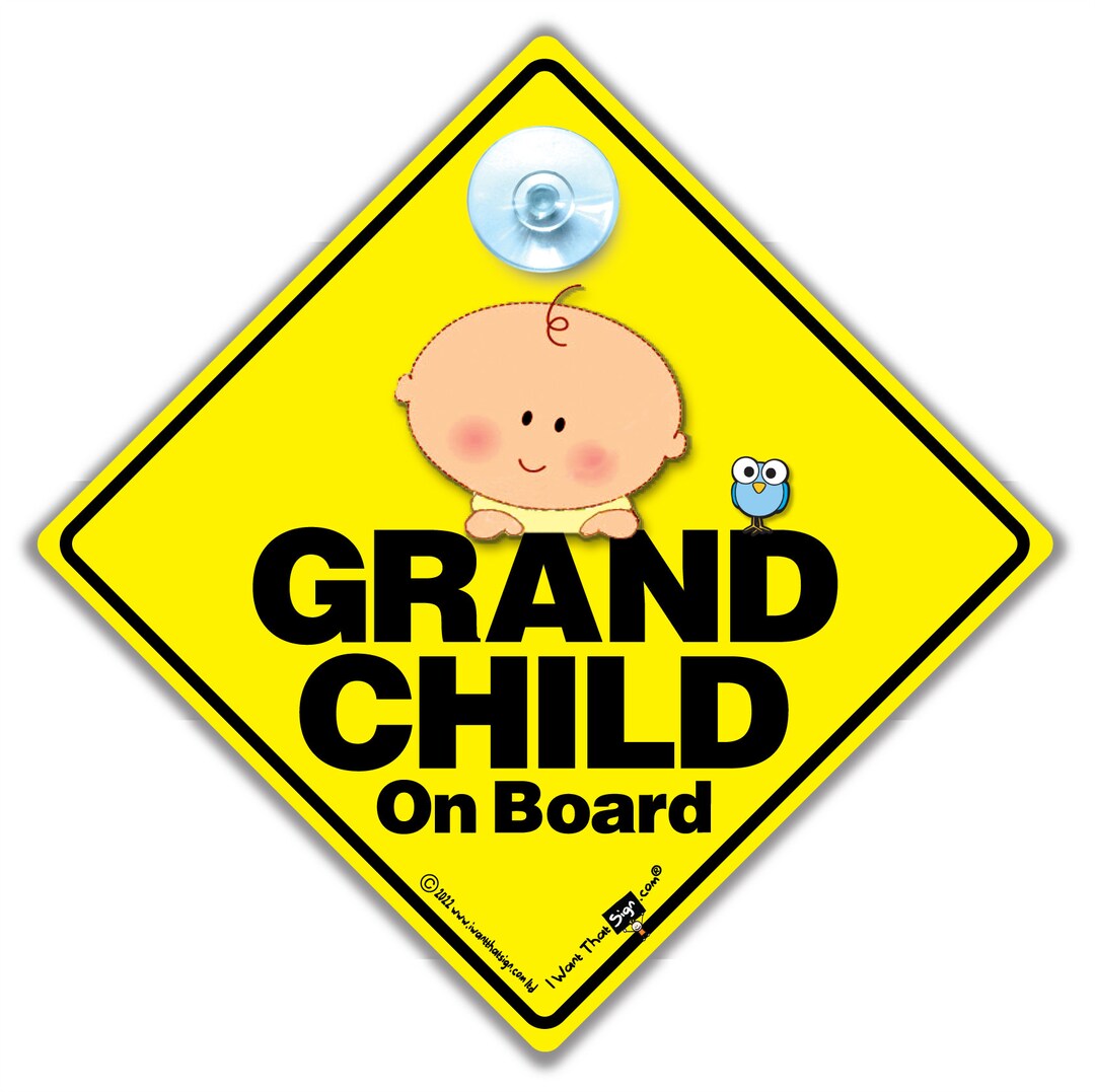 Grandchild on Board Car Sign: High Visibility Suction Cup - Etsy