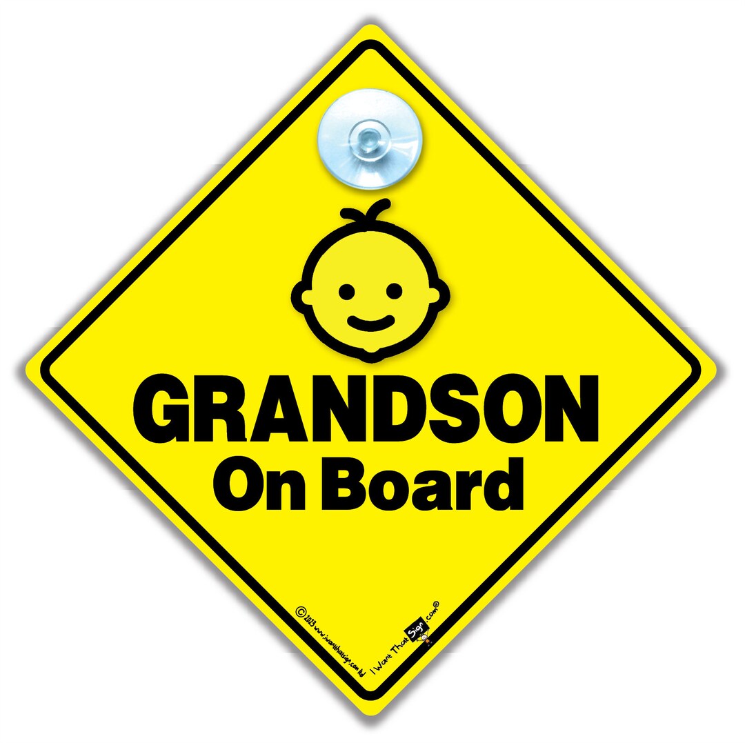 Grandson on Board Car Sign, Baby on Board Sign for Grandchild, High ...