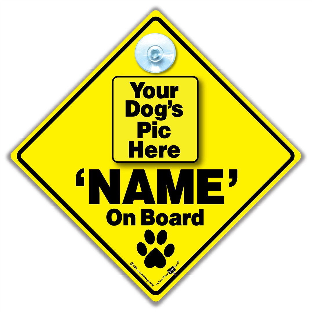 Personalized Dog on Board Car Sign: Custom Photo & Name - Etsy
