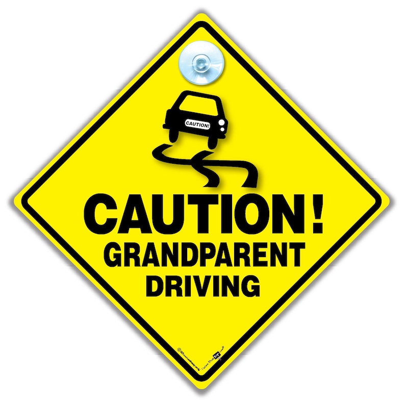 Caution Grandparent Driving Car Sign With Suction Cup, 14cm X 14cm - Etsy