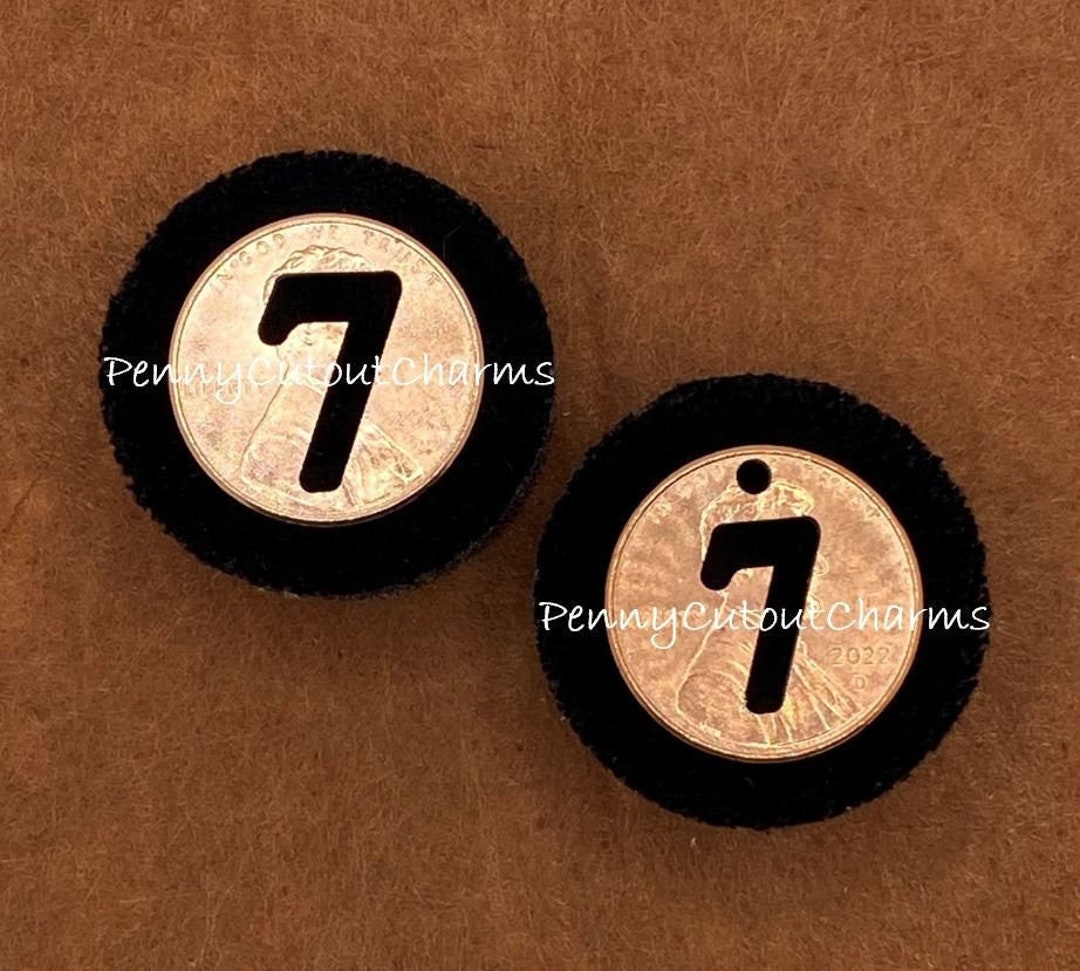 NUMBER 7 Lucky Penny Cut Out Charm, Scratch-off Coin, Handmade With ...