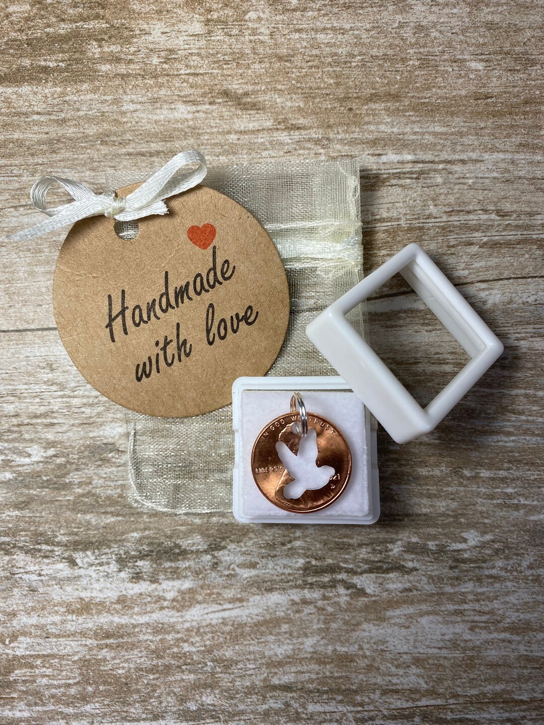 CHARITY Lucky Penny Cut Out DOVE Cutout Penny Charm Keyring Charm ...