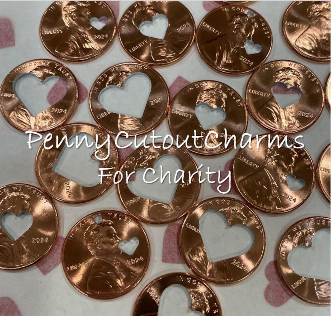 FOR CHARITY 25+ HEART Penny Cut Out Heart Penny Charm Wedding Memorial ...