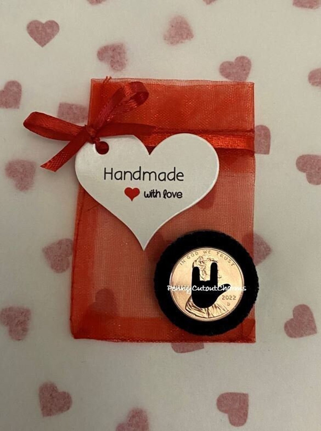 CHARITY Lucky Penny Cut Out HEART Penny Cutout Charm Keyring - Etsy