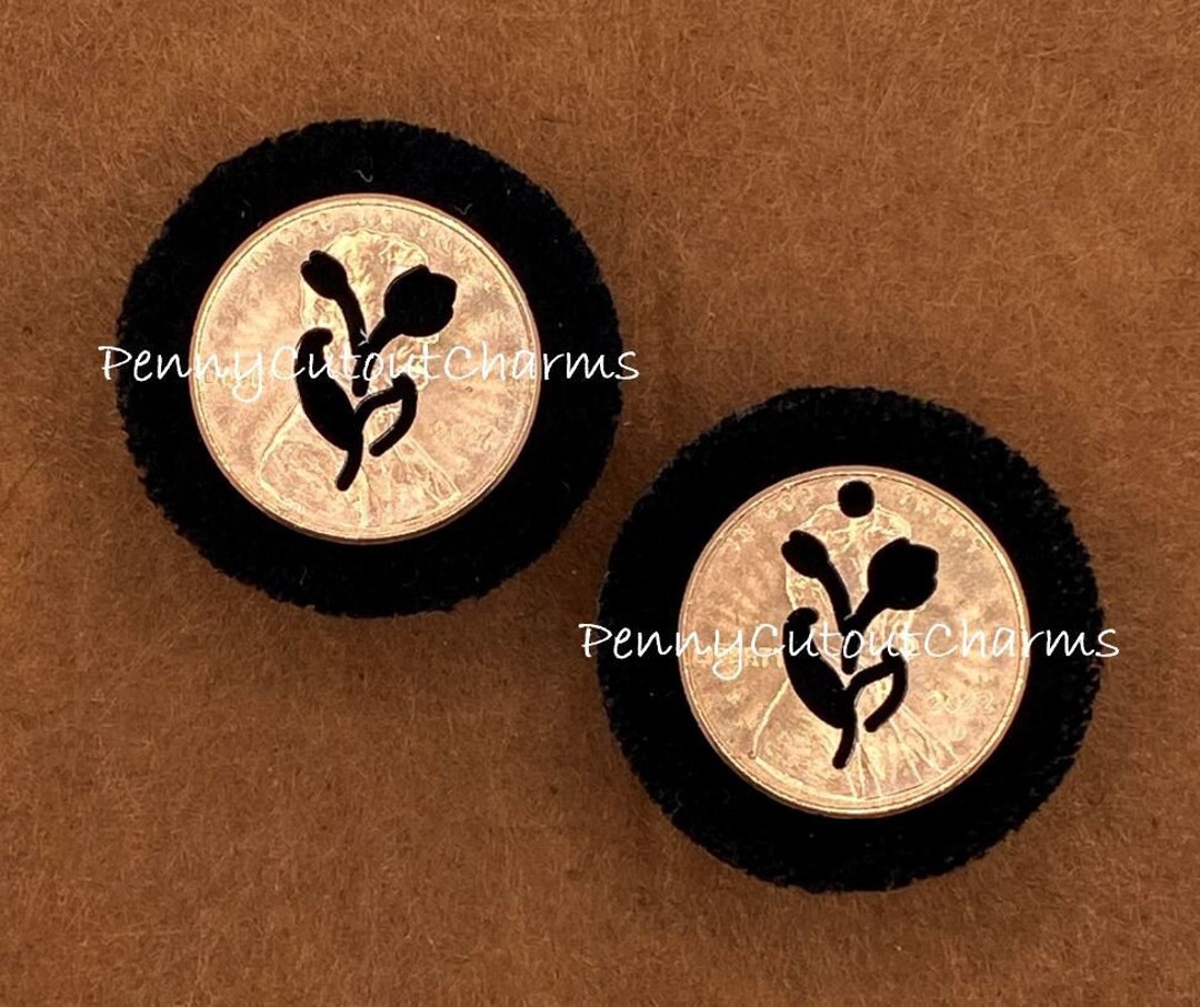CHARITY Lucky Penny Cut Out FLOWER Penny Charm Keyring Charm Pocket ...