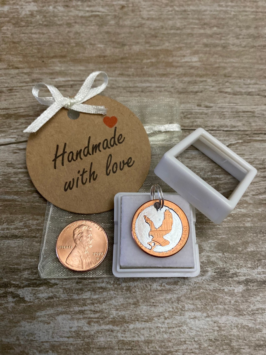 FOR CHARITY EAGLE Penny Pocket Charm "honoring Our Veterans" Penny ...