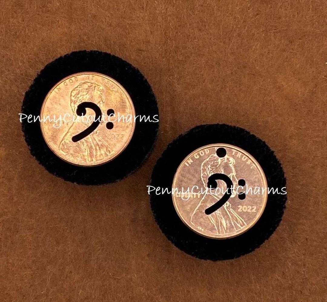 CHARITY Lucky Penny Cut Out MUSIC NOTES Cut Out Penny Charm Keyring ...