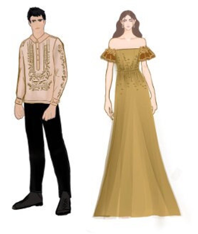 Filipiniana Theme Formal Outfit Clip Art PNG File Format. Barong ...