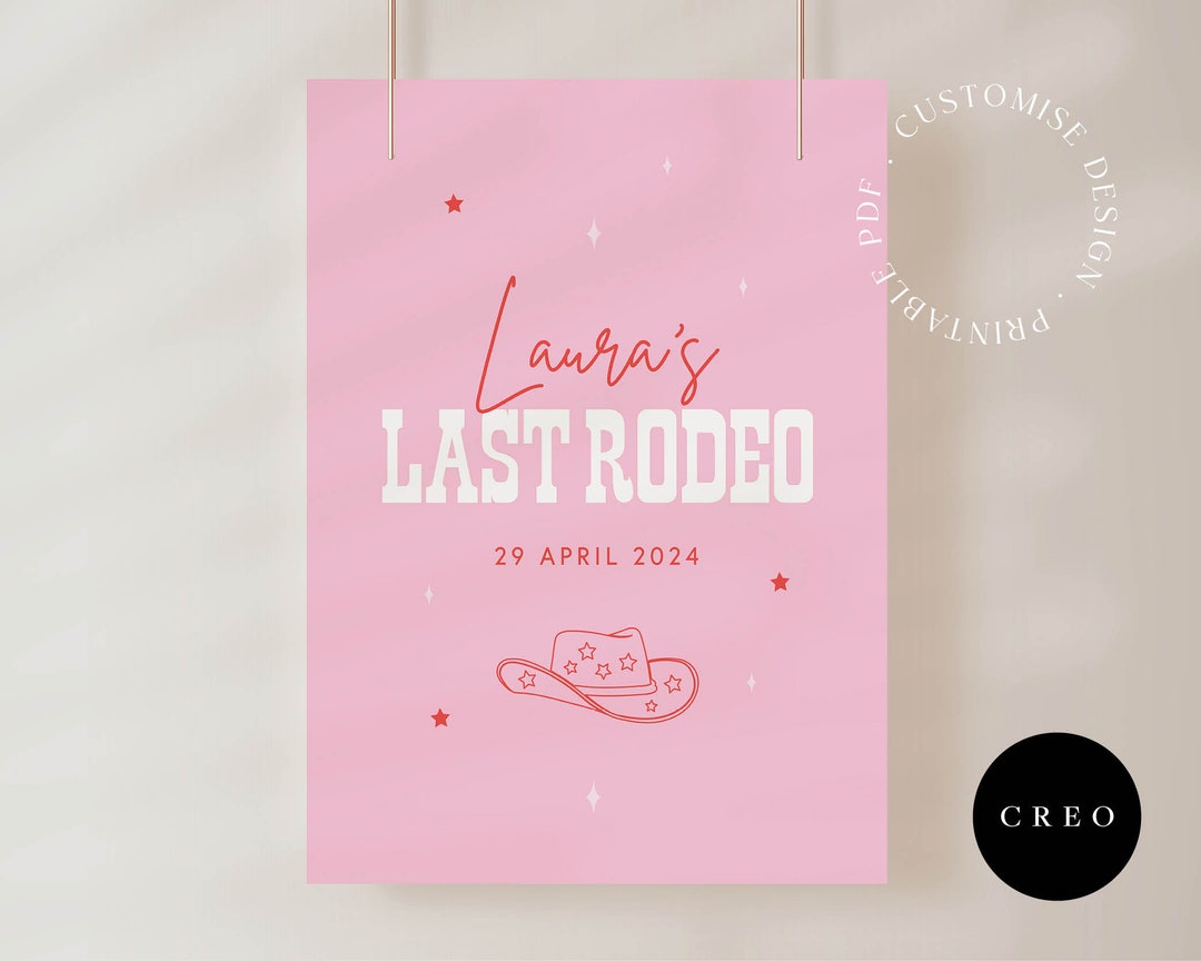 Last Rodeo Welcome Sign Printable PDF Bachelorette Cowgirl Hat Theme ...