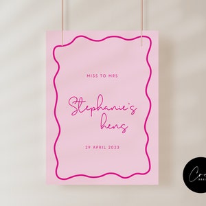 Pink Hens Party Welcome Sign, Printable Hens Party Sign, Pink ...