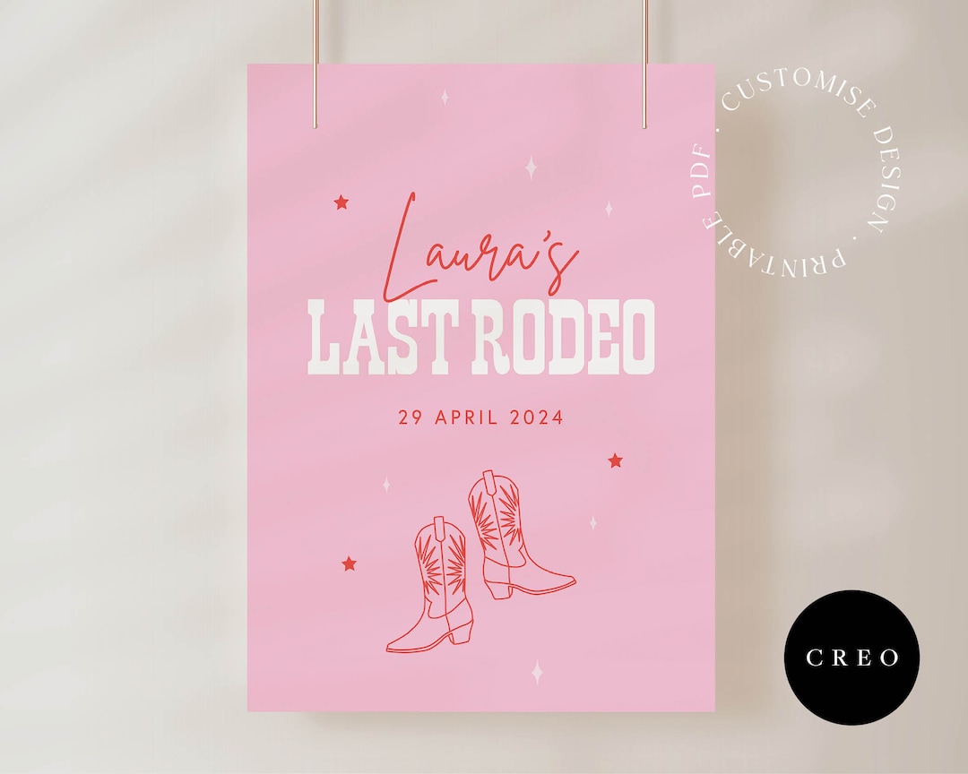 Last Rodeo Welcome Sign Printable PDF Bachelorette Western Party Hens ...