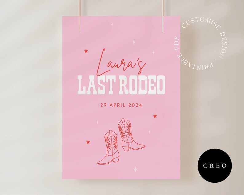 Last Rodeo Welcome Sign Printable PDF Bachelorette Western Party Hens ...