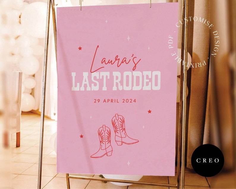 Last Rodeo Welcome Sign Printable PDF Bachelorette Western Party Hens ...