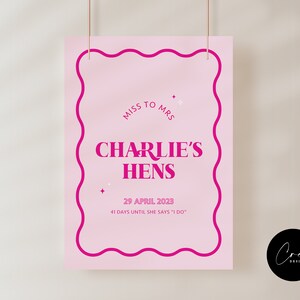 Pink Hot Pink Hens Party Welcome Sign, Printable Hens Party Sign, Pink ...