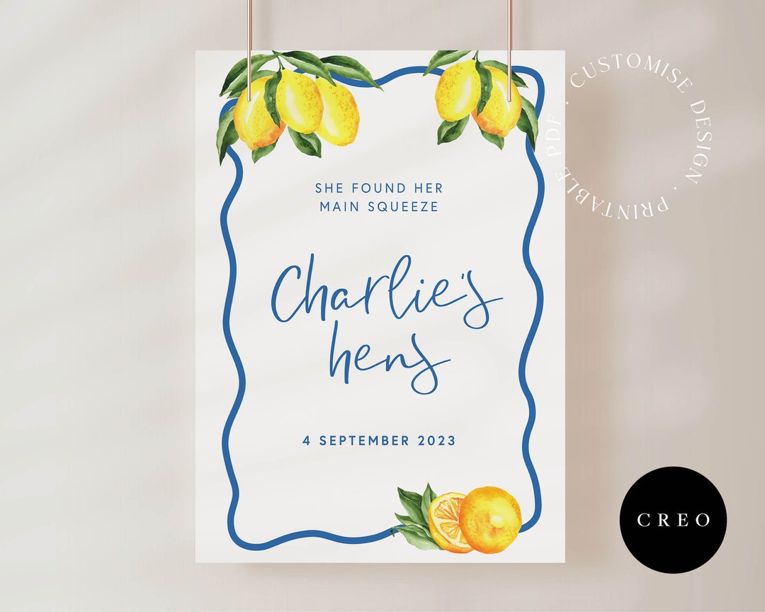 Lemon Citrus Theme Bachelorette Party Decoration Idea, Printable Hens ...